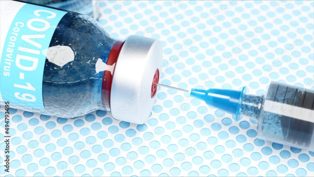 Medical syringe with a needle and a bollte with vaccine. 3D video Stock ...