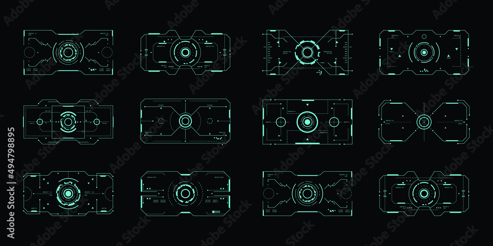 Set of sci-fi monitor screen. Vector illustration for modern background ...