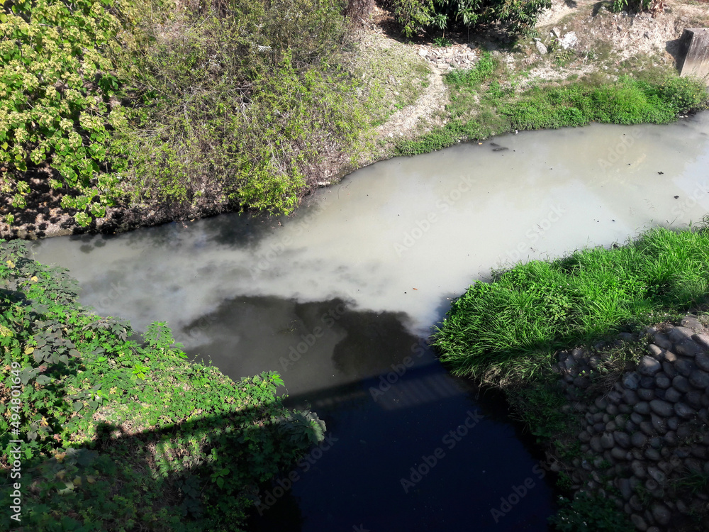 water pollution, water pollution. Destroy nature and save water ...