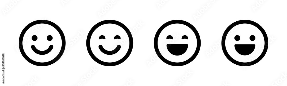 Happy smiley face or emoticon line art icon for apps and websites Stock ...