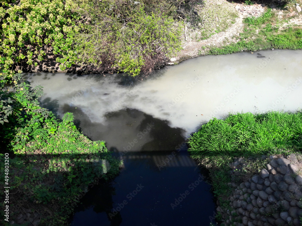 water pollution, water pollution. Destroy nature and save water ...