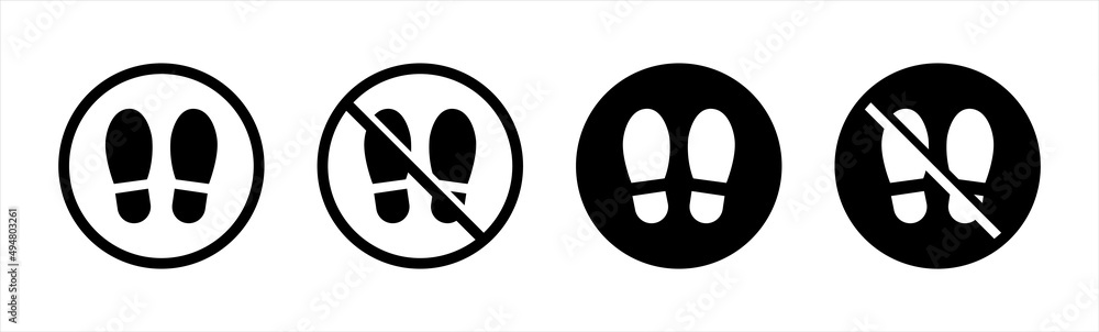 Shoes sign icon. No shoes symbol. Prohibited shoes icon symbol, vector ...