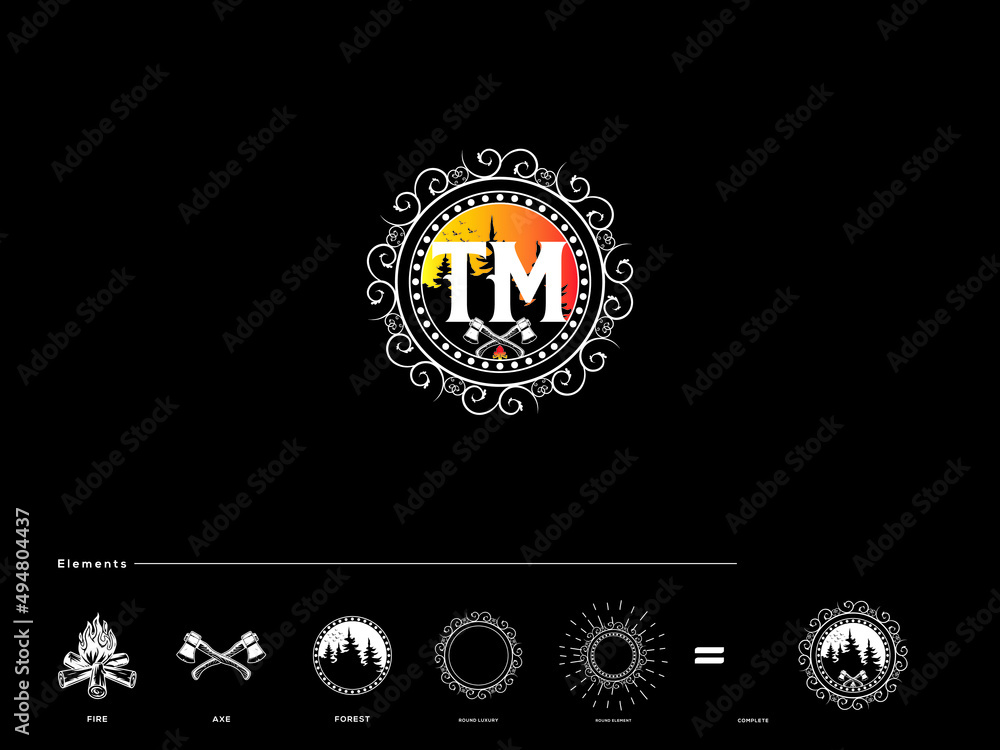 Simple TM Logo, Vintage Tm mt Logo Letter Design For simple sticker ...
