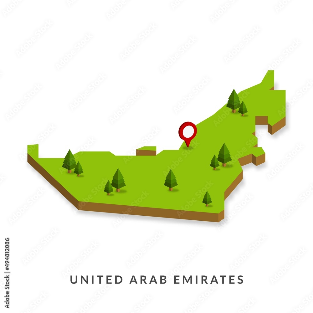 Isometric Map of United Arab Emirates. Simple 3D Map. Vector ...