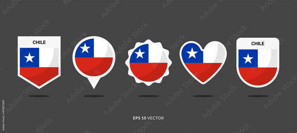 Chile Flag Set Vector Illustration. Good Used for Sticker, Logo, Icon ...