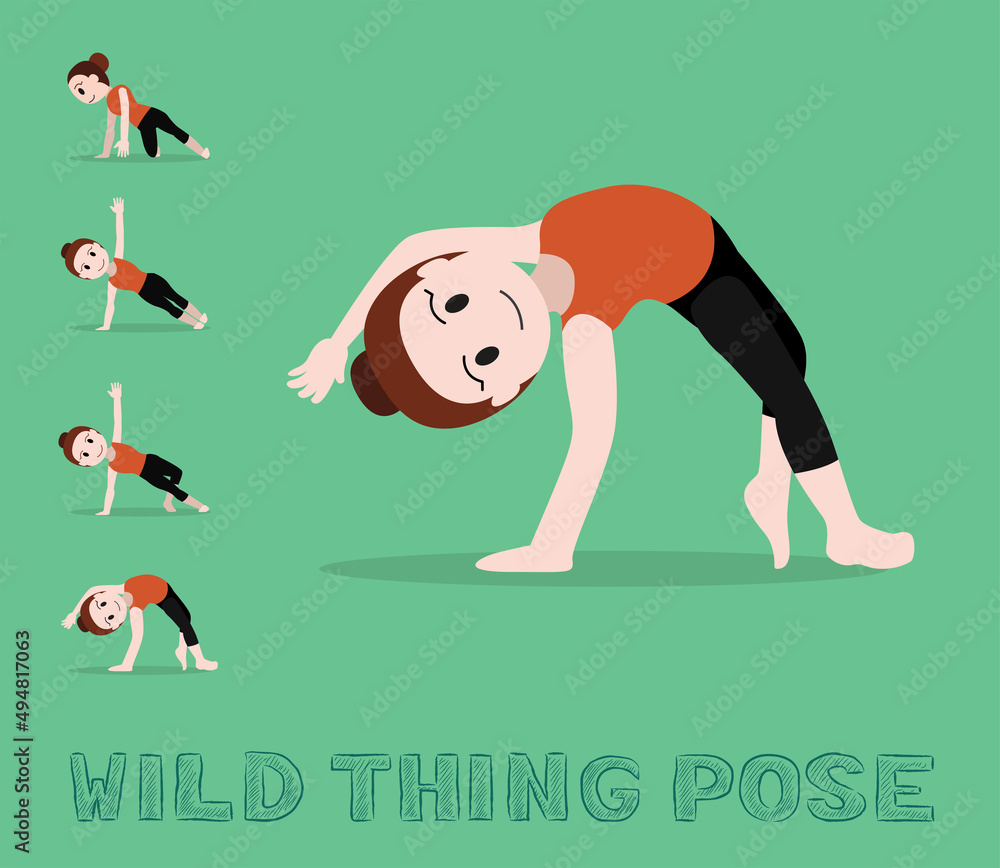 Yoga Tutorial Wild Thing Pose Cute Cartoon Vector Illustration Stock ...