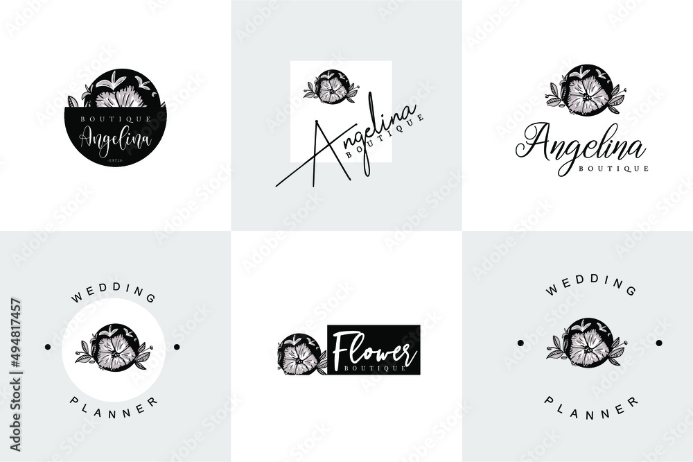 Vetor de Hand drawn set of minimal logo pack do Stock | Adobe Stock Vetor de Hand drawn set of minimal logo pack do Stock | Adobe Stock
