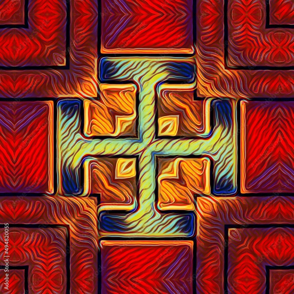 Patterns And Designs Inspired By The Christian Cross Symbol In Red And