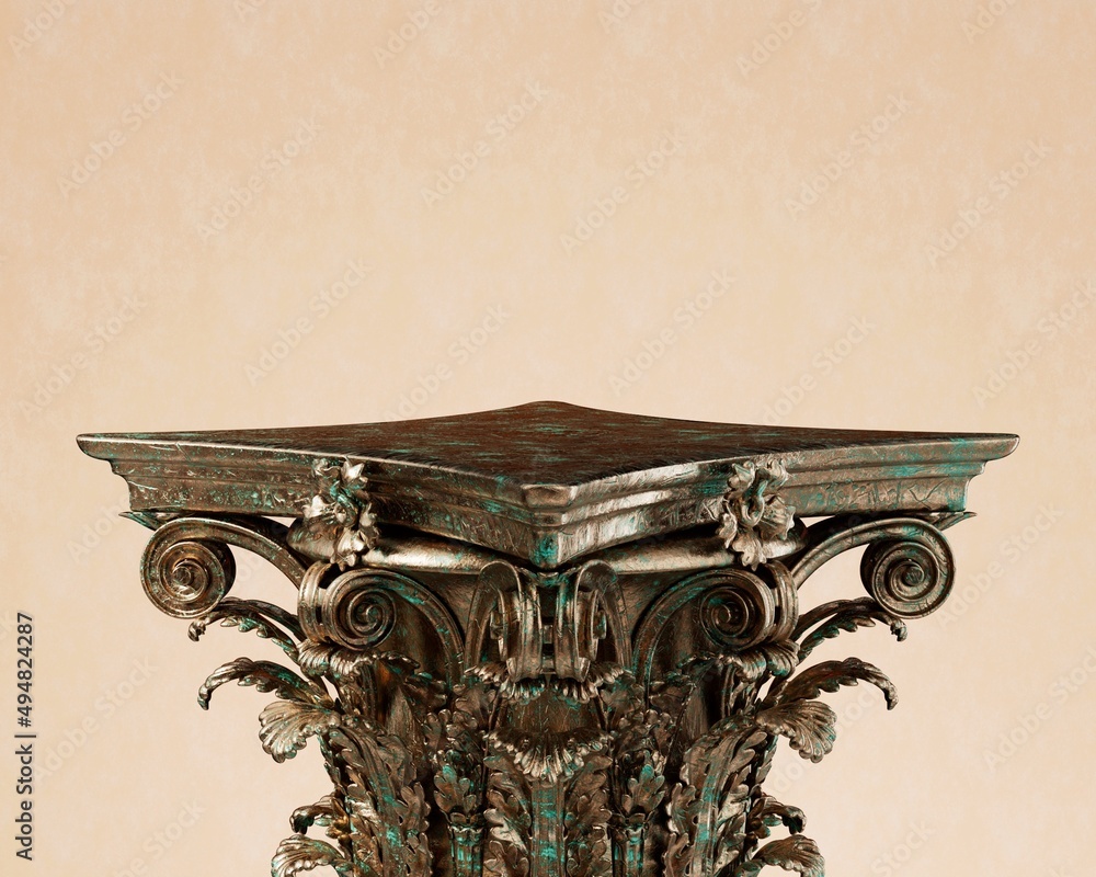 Brass rust antique Greek architecture sculpture classic column podium ...
