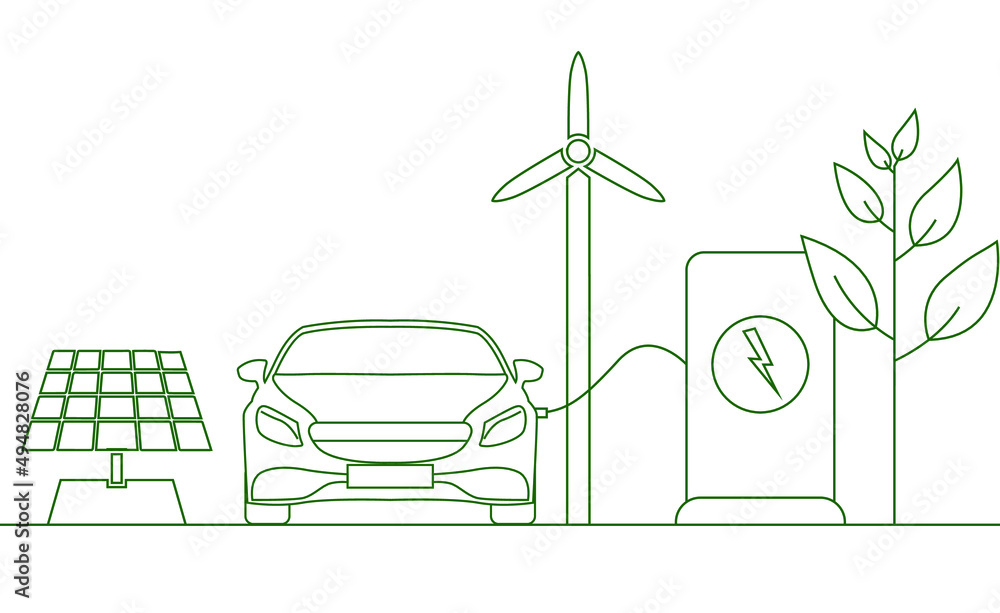 eco-friendly electric car charging and eco-friendly environment with ...