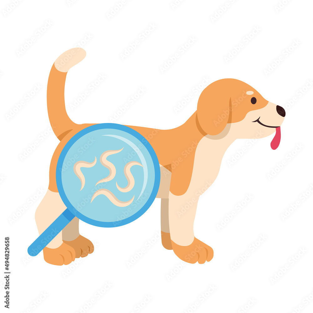 Dog with parasites cartoon flat illustration Stock Vector | Adobe Stock