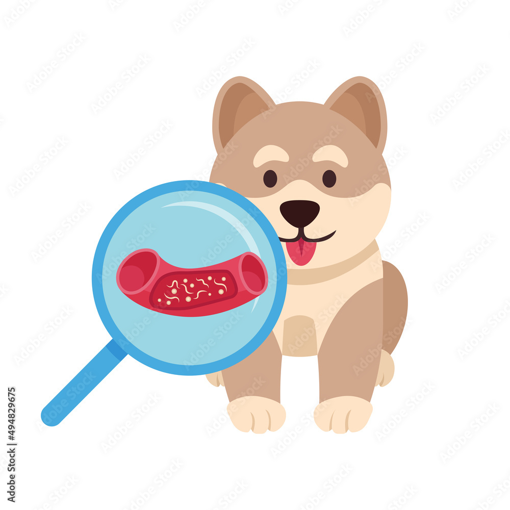 Dog with parasites cartoon flat illustration Stock Vector | Adobe Stock