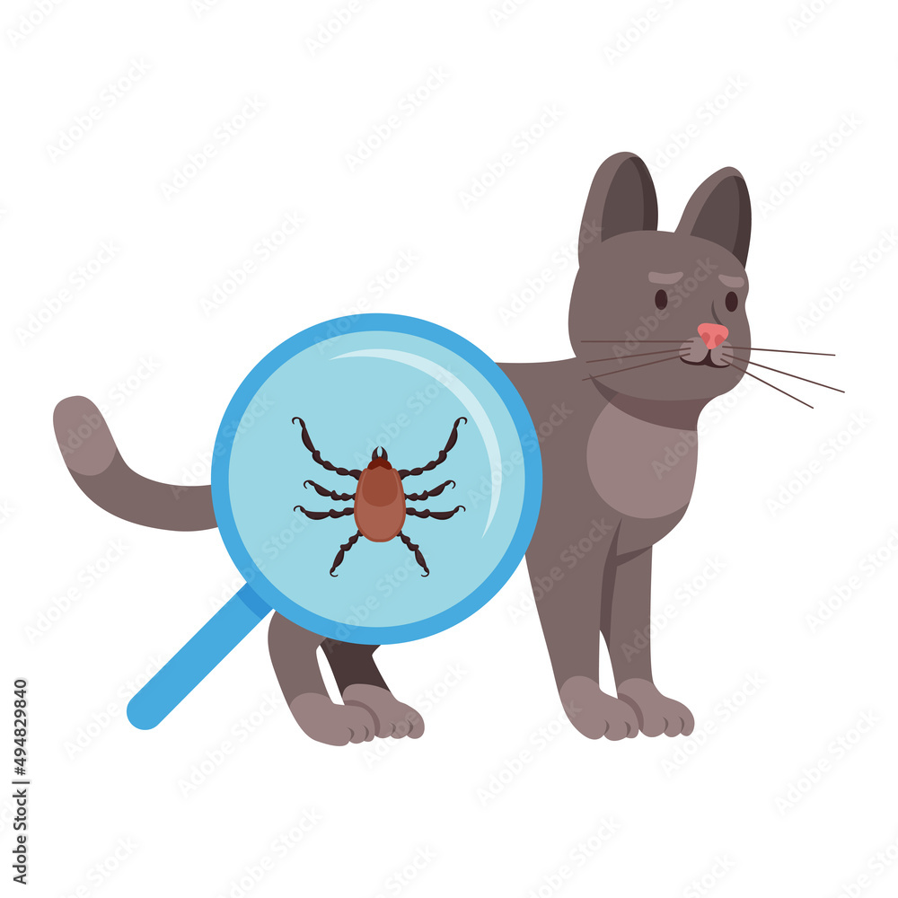 Dog with parasites cartoon flat illustration เวกเตอร์สต็อก | Adobe Stock