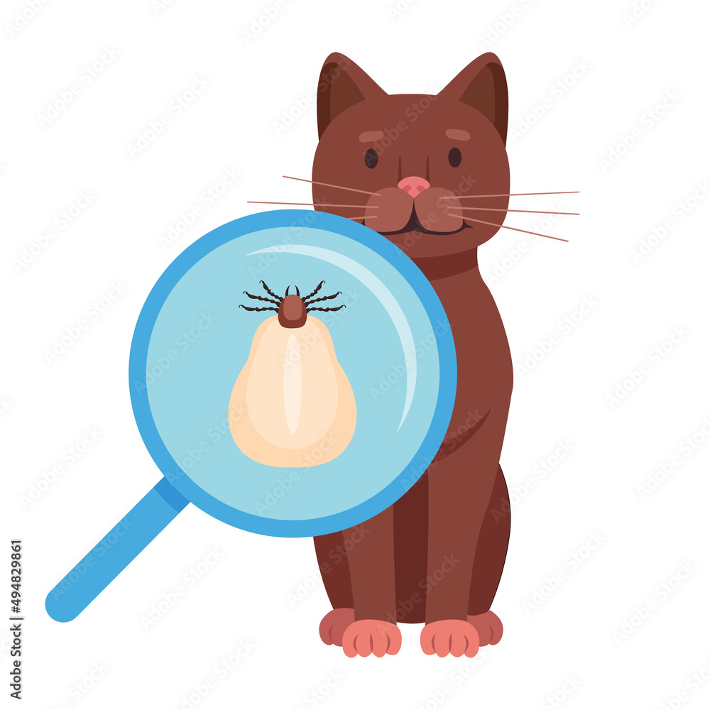 Dog with parasites cartoon flat illustration Stock Vector | Adobe Stock