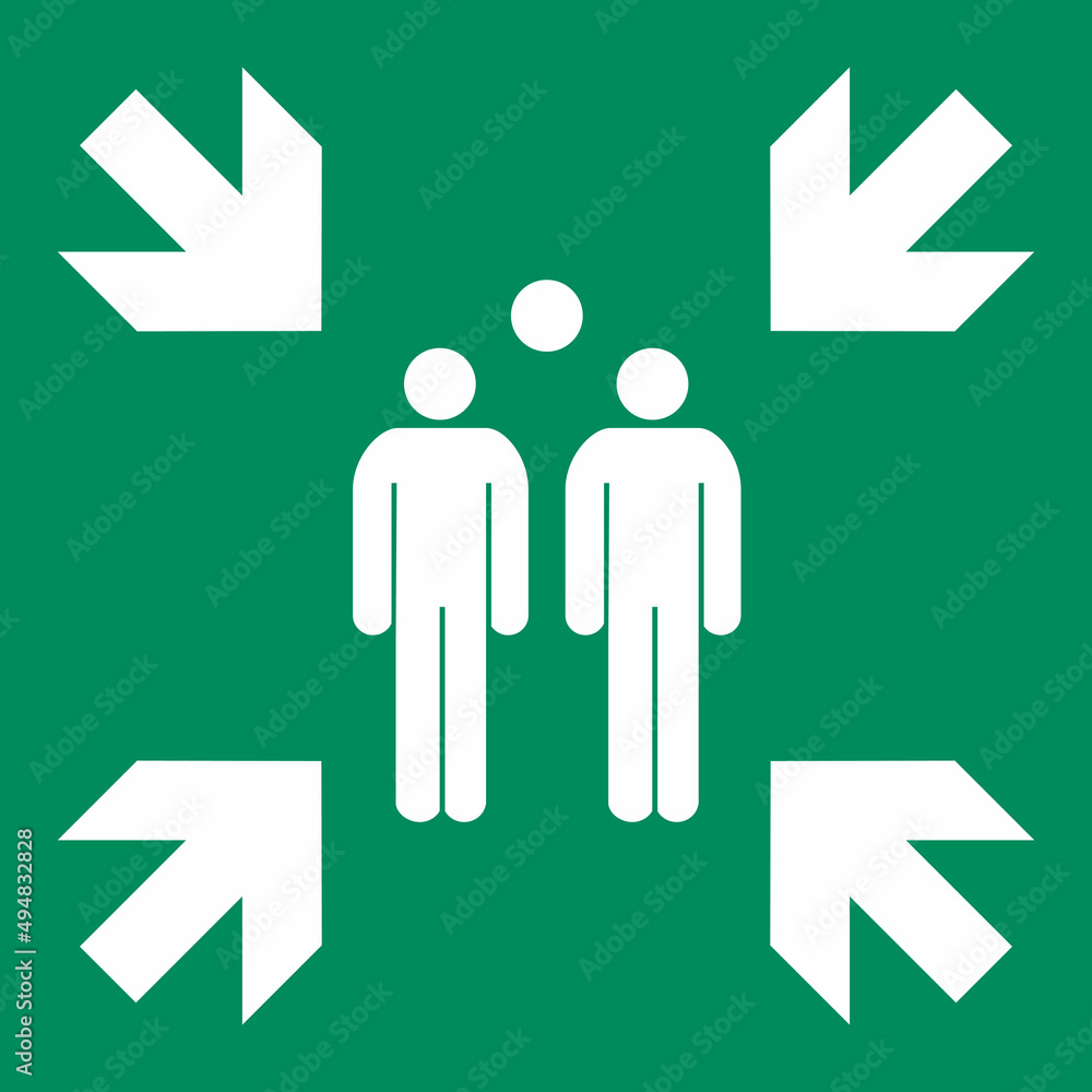 señal, verde, emergencia, se024, punto de encuentro, vector, lavador ...