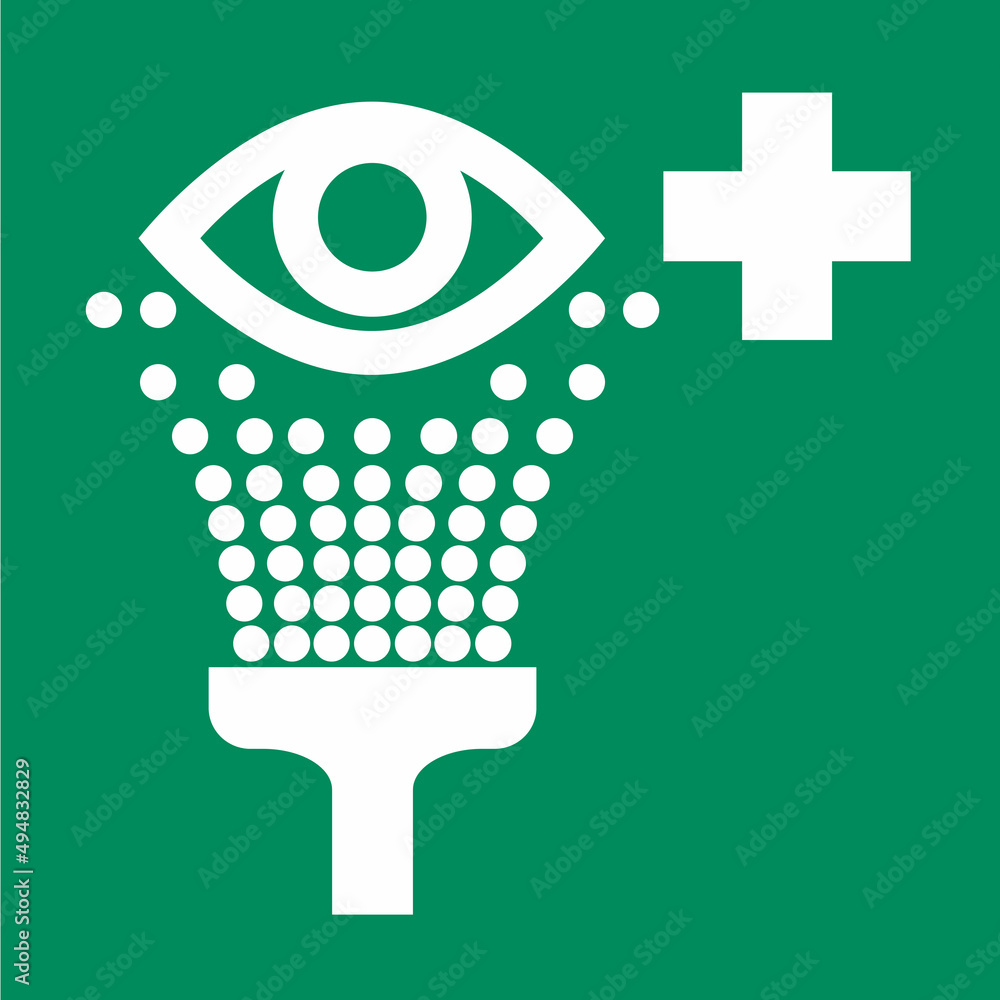 señal, verde, emergencia, se025, lavador señal, vector, lavador, ojos ...