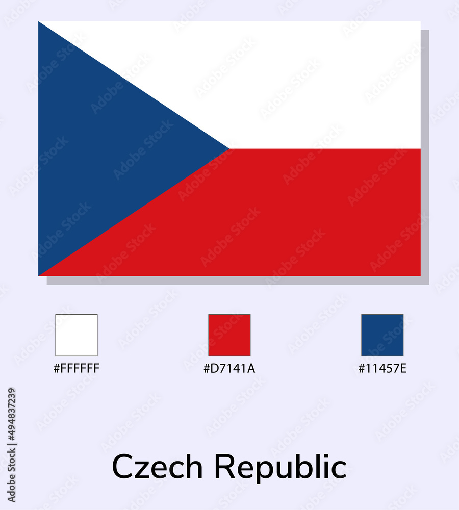 Vector Illustration of Czech Republic flag isolated on light blue ...