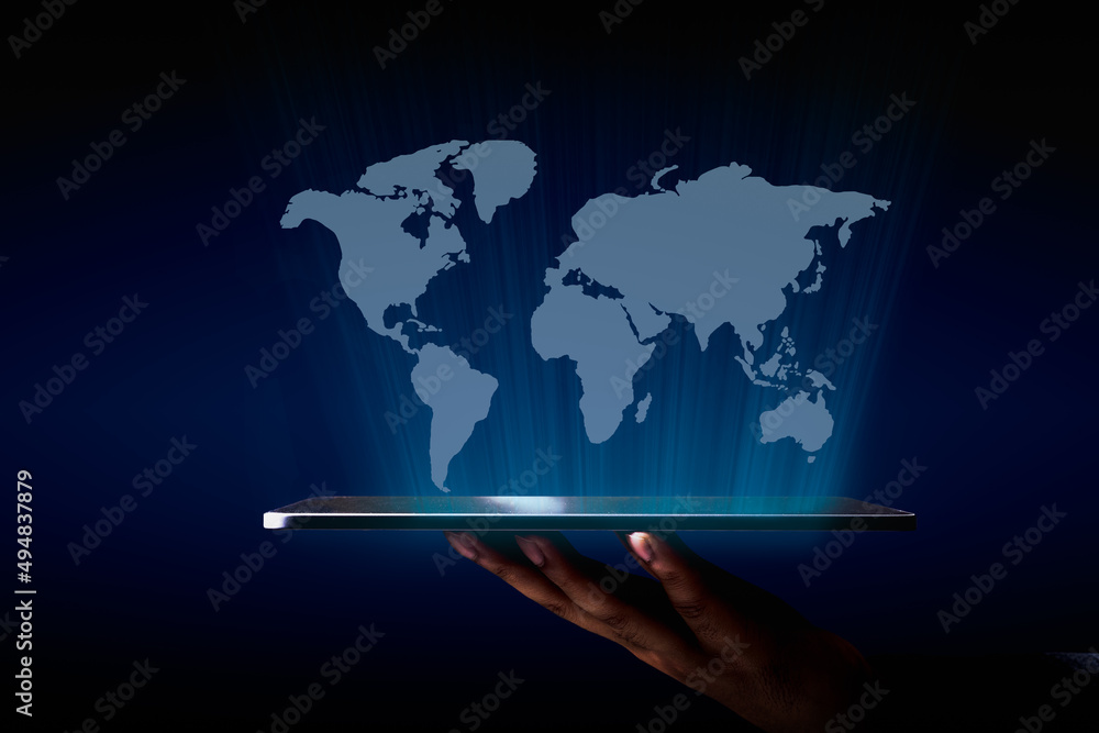 World map hologram Stock Photo | Adobe Stock