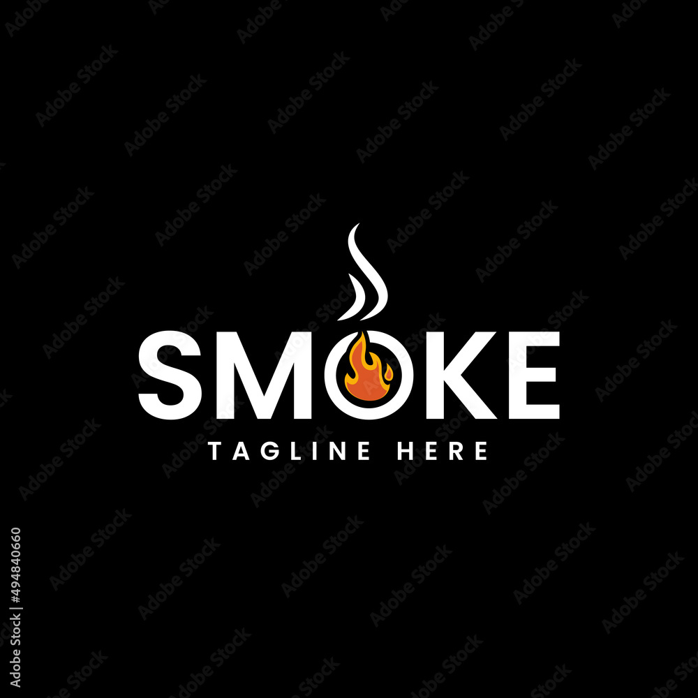 Smoke fire logo design inspiration,watermark logo on black background ...