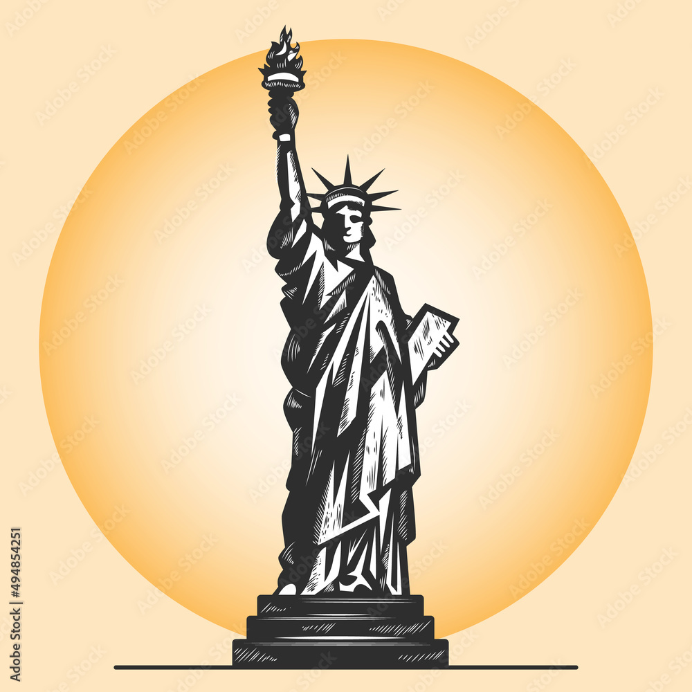 American Statue of Liberty with a torch in hand - a symbol of freedom ...