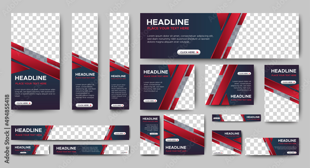 Business banner design web template Set, Horizontal header web banner ...