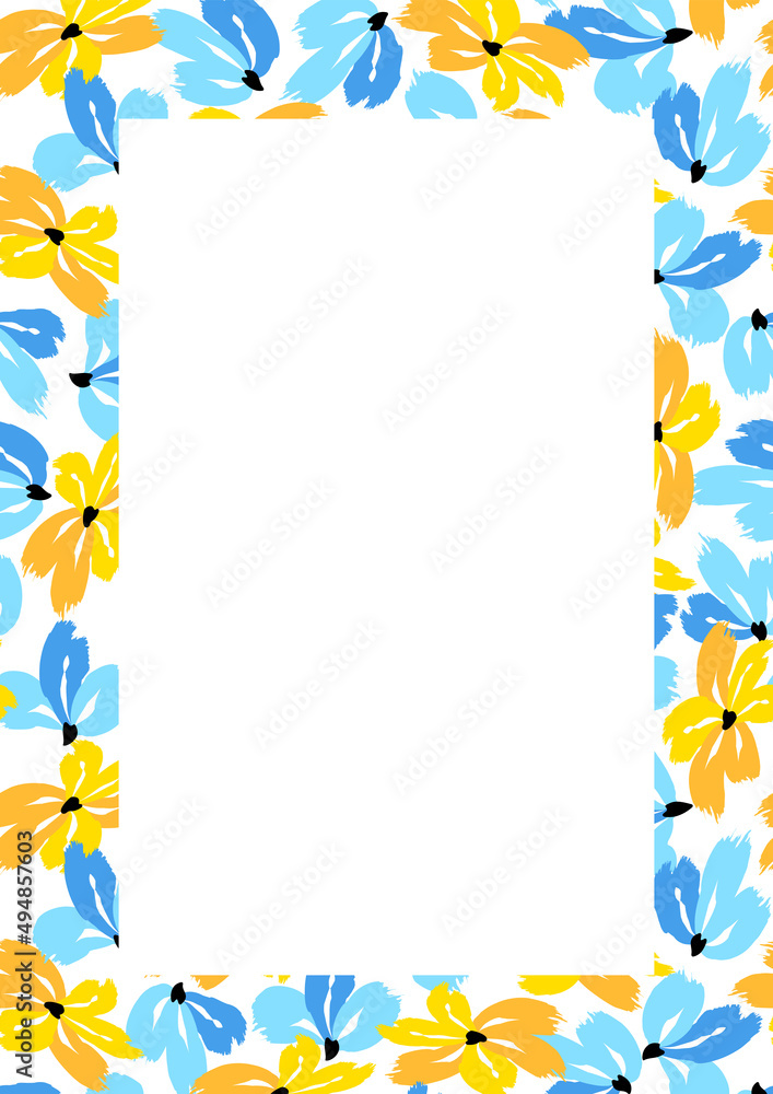 Flower frame border size a4, format a4. Floral pattern. Cute floral ...