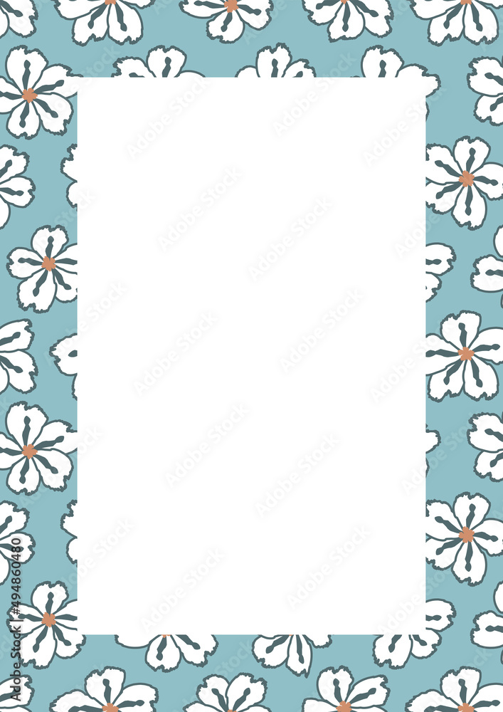 Flower frame border size a4, format a4. Floral pattern. Cute floral ...