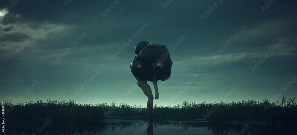 Alien Mind Control Body Snatcher Eyes Outer Space Woman Slumped Over ...