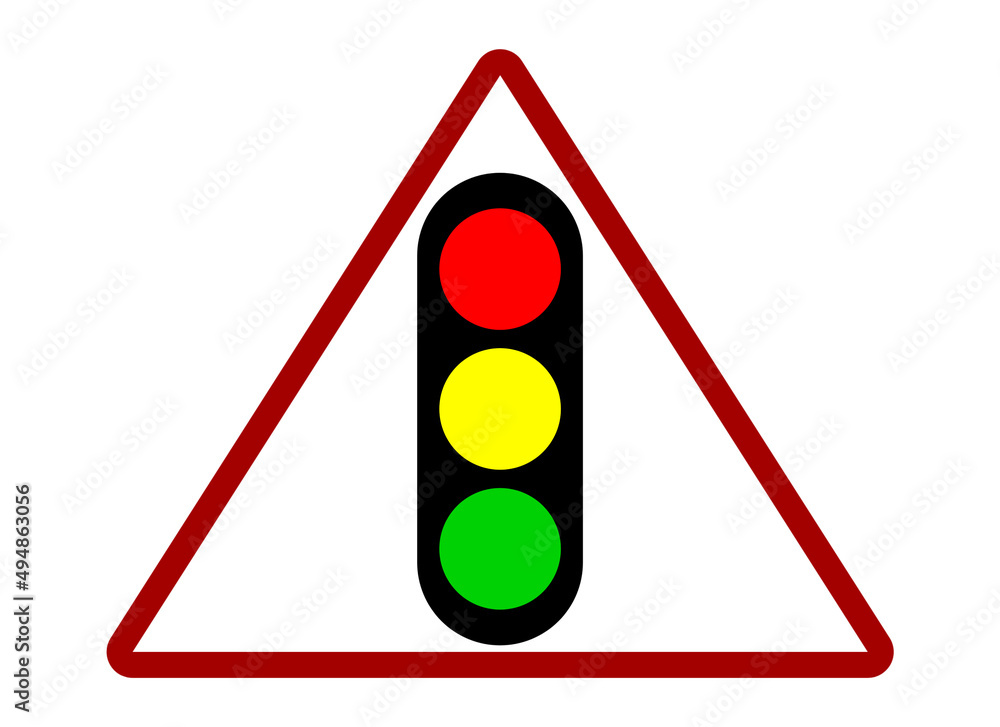 The Traffic light triangle sign vector illustration isolated on white ...