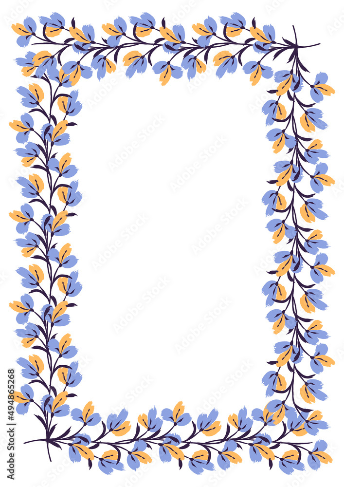 Flower frame border size a4, format a4. Floral pattern. Cute floral ...