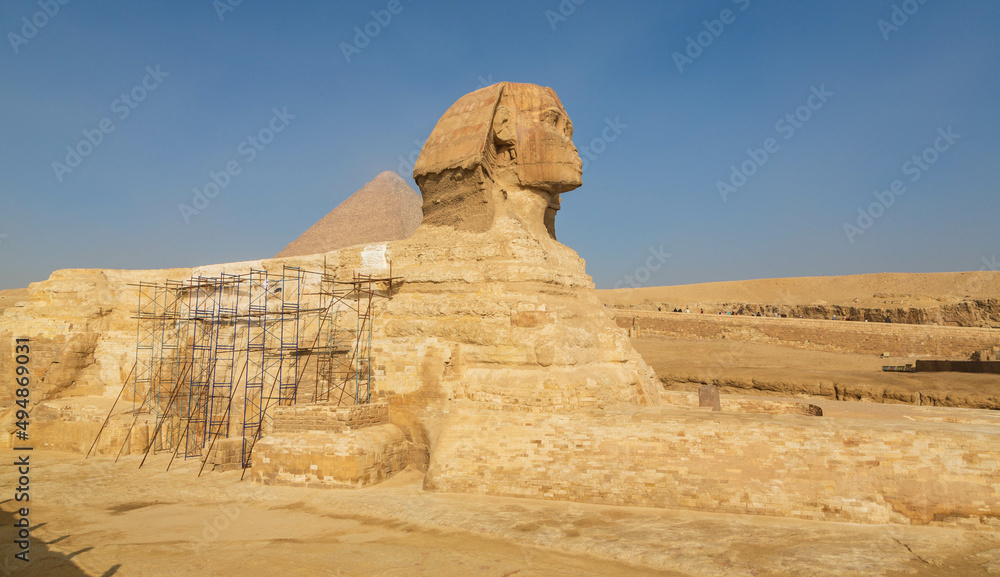 The Great Sphinx of Giza, located in the pyramid complex near Cairo ...
