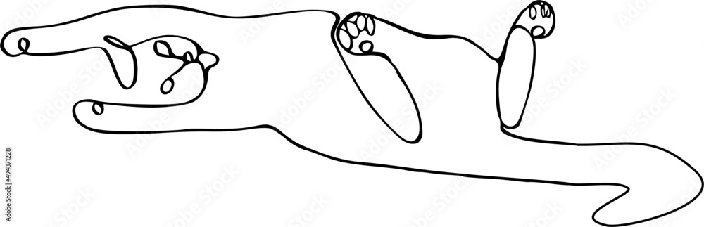 Cat one line drawing art. Editable stroke vector illustration of ...