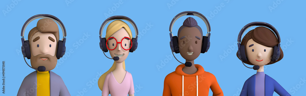 Call center agents avatars collection set. Call center, customer ...