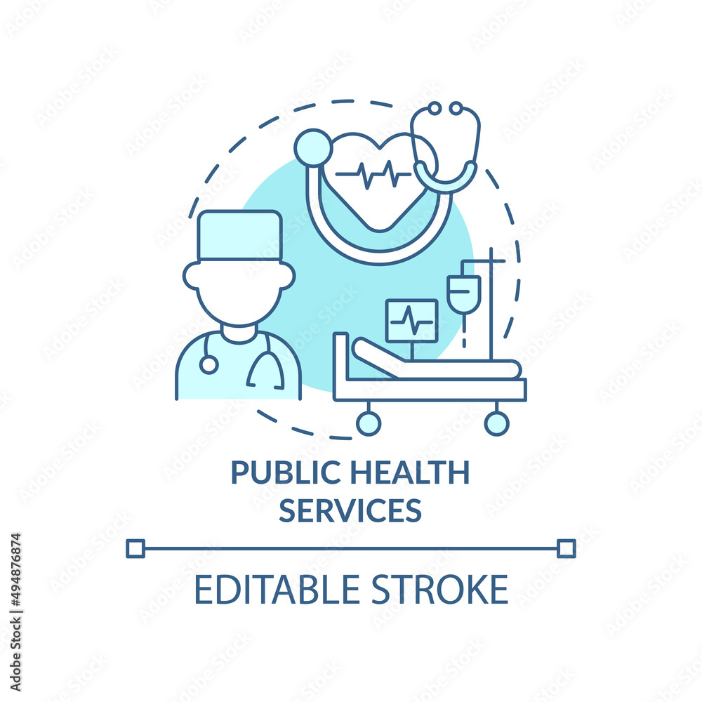 Public health services turquoise concept icon. Healthcare. Social ...