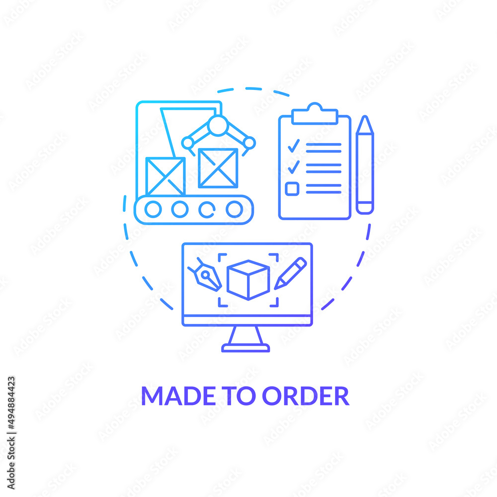 Made to order blue gradient concept icon. Customer personal ...