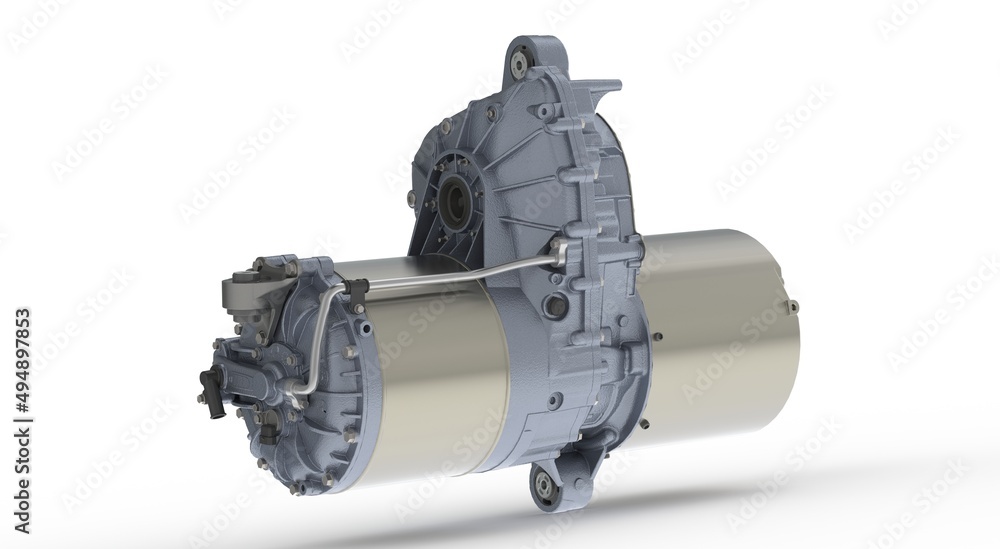 Tesla motor engine unit isolated on white background, 3D rendering ...