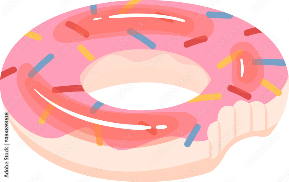Donut Shaped Inflatable Swimming Rubber Ring Cartoon Illustration Stock ...