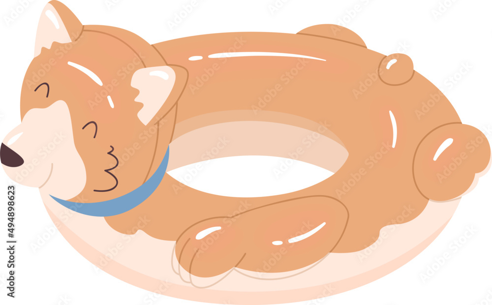Cute Dog Shaped Inflatable Rubber Ring Cartoon Illustration Stock ...