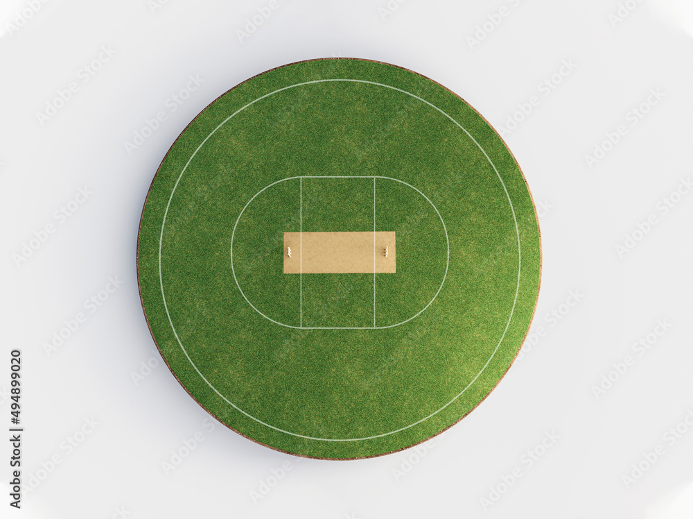 3d render of Cricket Stadium on cricket pitch or ball sport game field ...
