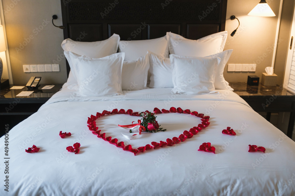 Rose Petals In Bedroom