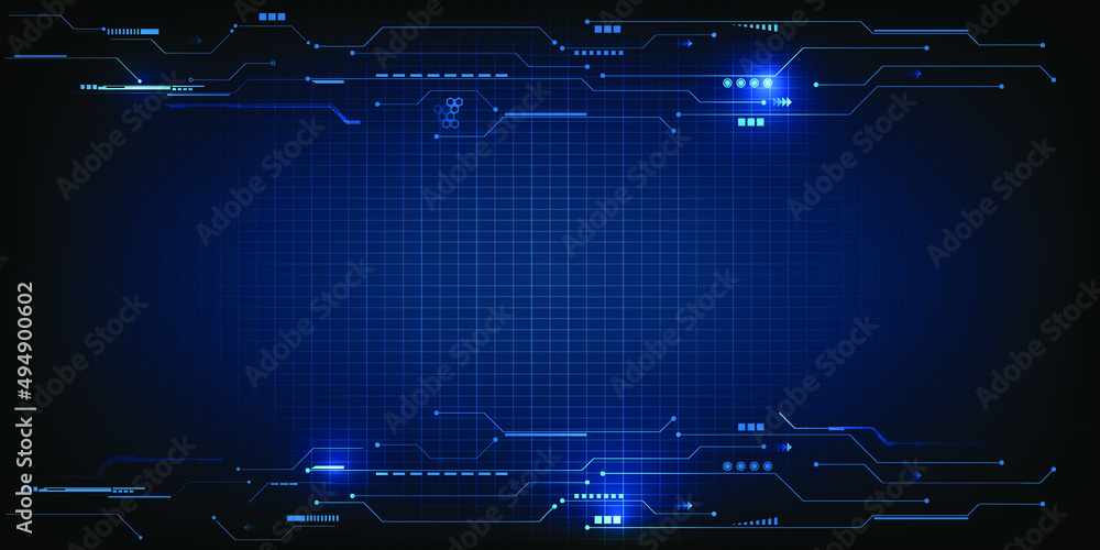 Vector illustrations of future technology concepts with hi-tech grid ...