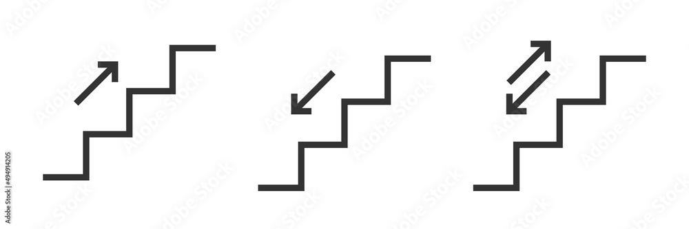 Stairs up, stairs down icon. Stairway direction infomation symbol. Sign ...
