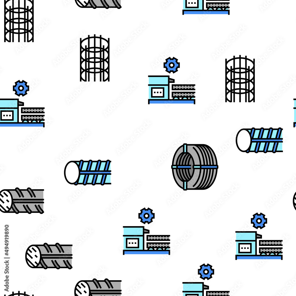 Rebar Construction Vector Seamless Pattern Thin Line Illustration Stock ...