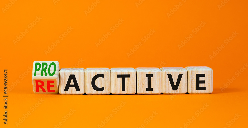 Reactive or proactive symbol. Turned wooden cubes and changed the ...