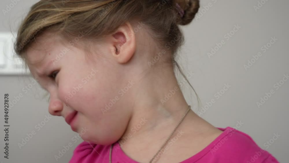 Little angry caucasian kid. Furious capricious toddler kid got upset ...