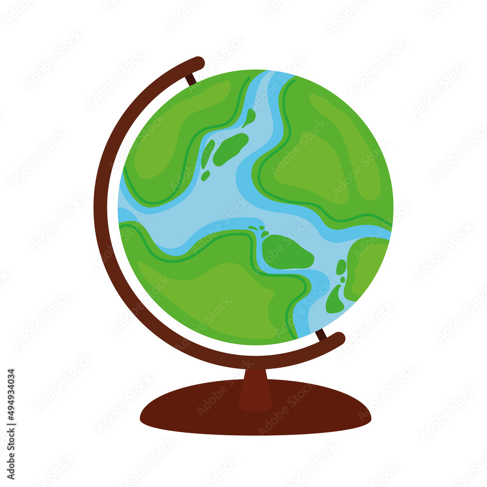 Animated Globe World Map School Cartoon Clipart Icon Vector in Flat ...