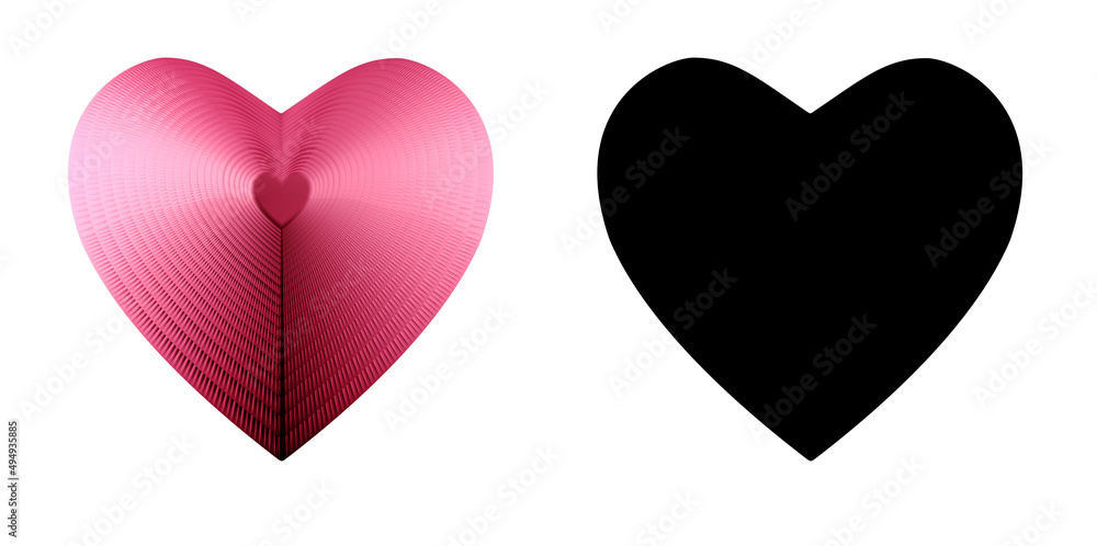 red heart shapes stacked in layers. 3D rendering Stock Illustration ...