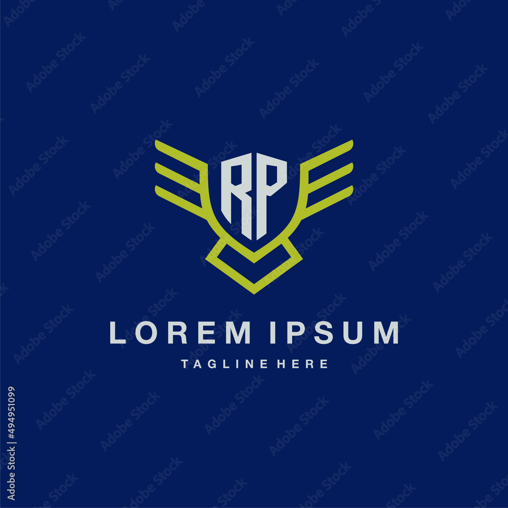RP initial monogram logo for creative eagle line image vector design ...