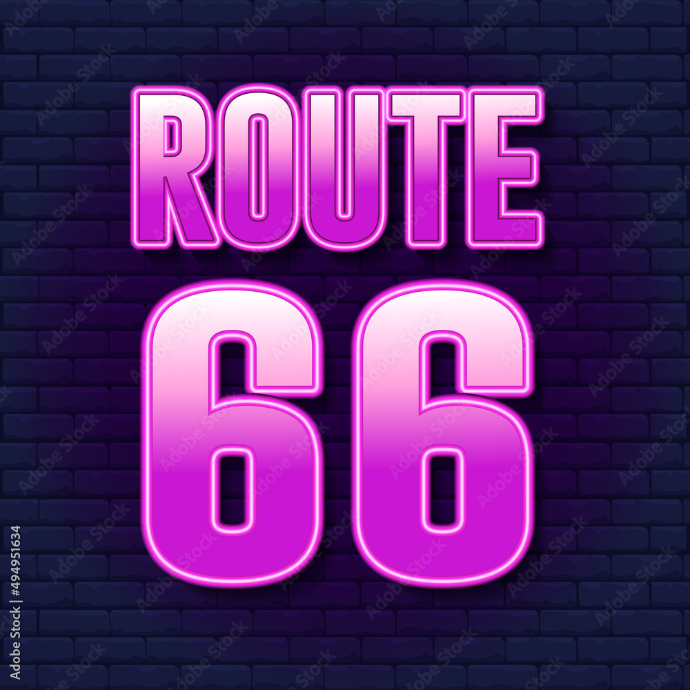 Route 66 with Pink Neon and Sparking Color Stock Vector | Adobe Stock