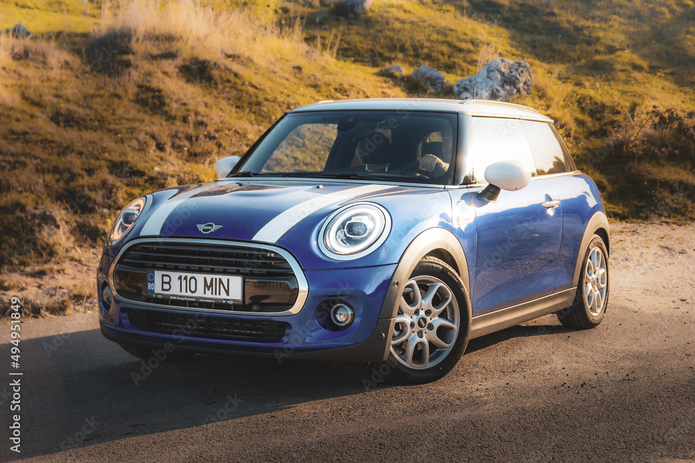 Mini Cooper front view, grille, headlights and wheel details Stock ...